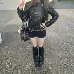 Vintage | Jackets & Coats | Vintage Mango Leather Moto Jacket 9s Vamp ...